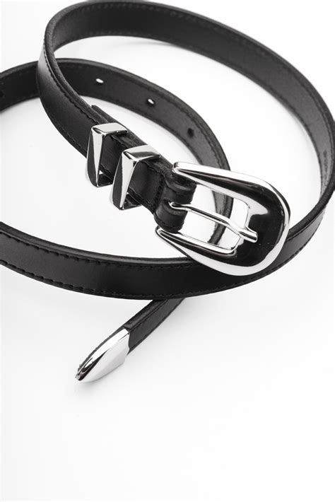 Sofia Slim Black Western Leather Waist Belt Black And Brown London