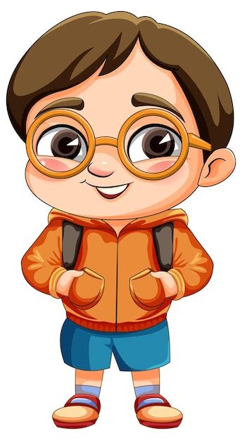 Netter Nerdiger Junge Cartoon Charakter Premium Vektor