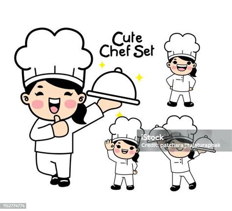 귀여운 요리사 캐릭터 세트 요리사 유니폼에 설정 된 문자입니다 Vecter 요리사에 대한 스톡 벡터 아트 및 기타 이미지 요리사 아이 요리하기 음식 준비 Istock