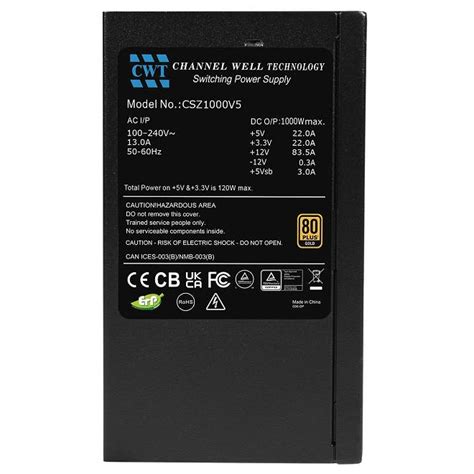 Cwt 1000w Psu 80 Plus Gold Fully Modular Pcie 5 0 Atx 3 0 Power Supply Unit