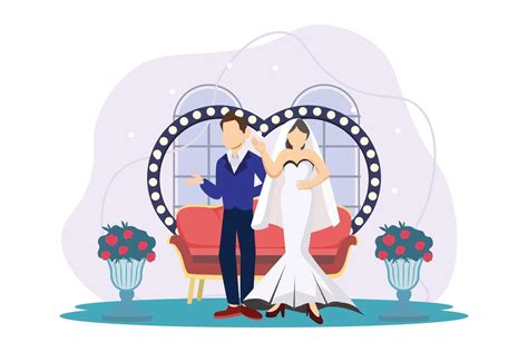 Wedding Couple Flat Illustration Design 42150558 Vector Art At Vecteezy