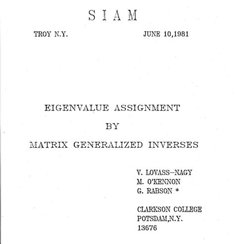 Pdf Pole Assignment Using Matrix Generalized Inverses