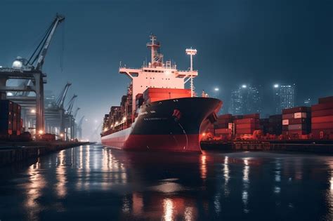 Premium Ai Image A Cargo Ship Docking At A Port