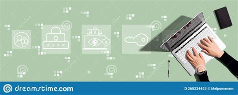 Data Privacy Concept With Person Using Laptop Computer Stock Image