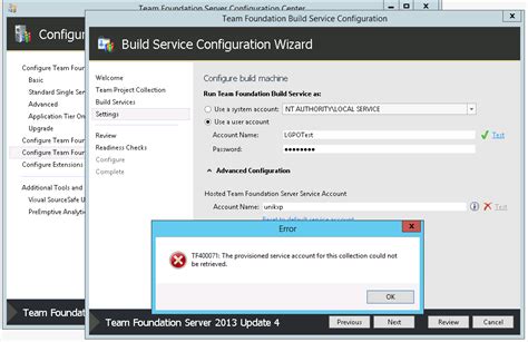 Azure Devops Getting Error Tf400071 The Provisioned Service Account For This Collection Could