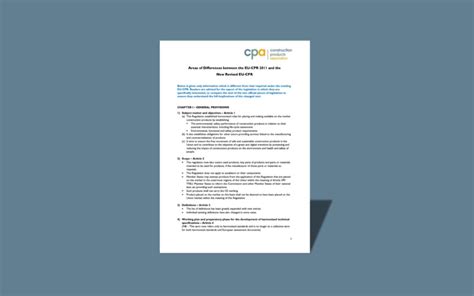 Areas Of Differences Between The Eu Cpr 2011 And The New Revised Eu Cpr