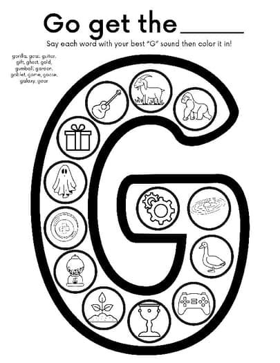 Speech Color Sheet Dauber Initial R L S F G K By Storybook Slp