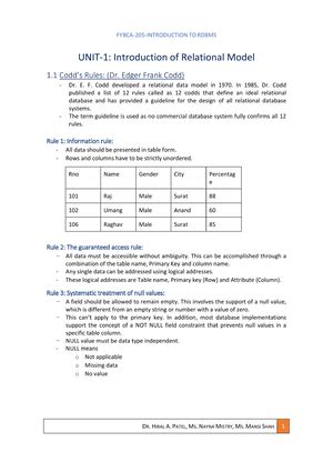 Rdbms UNIT 2 BCA Relational Database Management System Ii Studocu