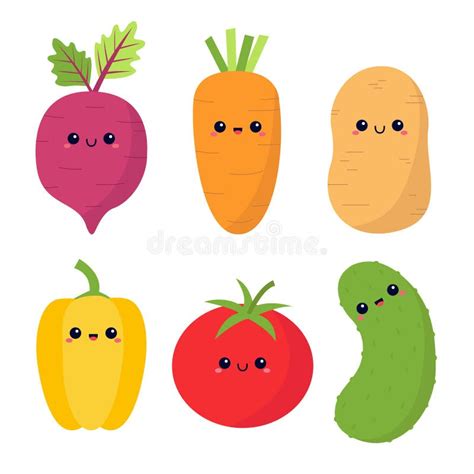Vegetable Icon Set Cute Cartoon Kawaii Character With Smiling Face Eyes Root Beet Carrot