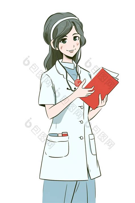 爱心护士女孩数字插画图片 包图网