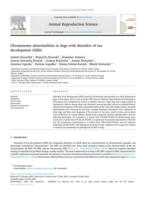 Pdf Chromosome Abnormalities In Dogs With Disorders Of Sex