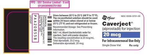 Dailymed Caverject Alprostadil Injection Powder Lyophilized For Solution