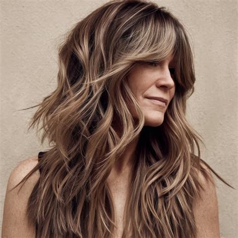20 Youthful Long Layered Hair With Bangs For Over 50