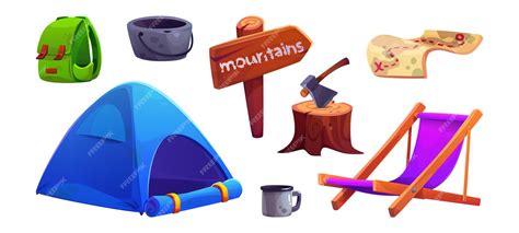 Free Vector Summer Camp Elements Set On White Background