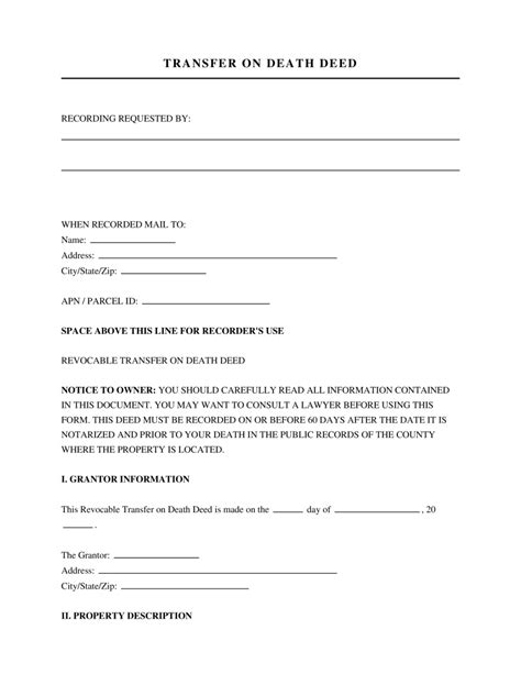 Transfer On Death Beneficiary Deed Form Legaltemplates