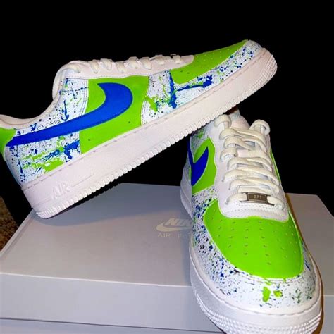 Nike Shoes Custom Air Force Bluegreenwhite Size 12 With Box In