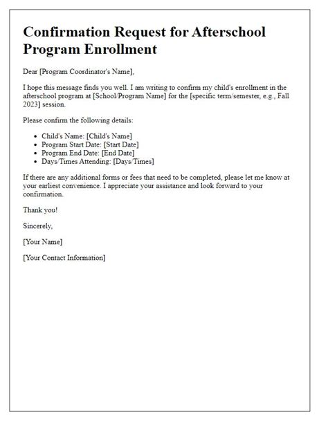 Letter Template For Requesting Afterschool Program Enrollment Free Samples In Pdf Letterin