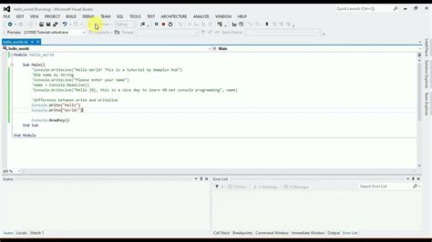 Vb Net Console Programming 1 Youtube