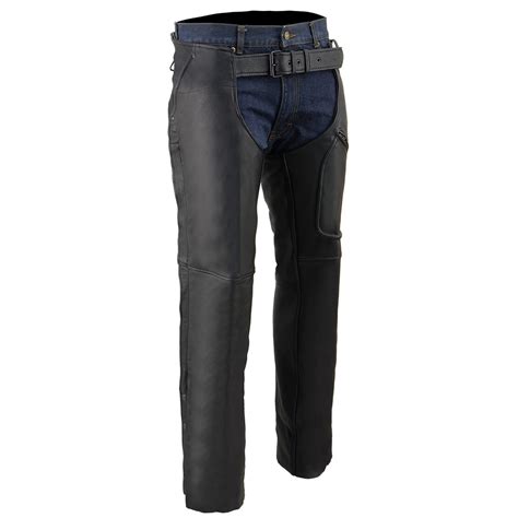 Milwaukee Leather Mens Black Premium Leather Motorcycle Rider Chaps W