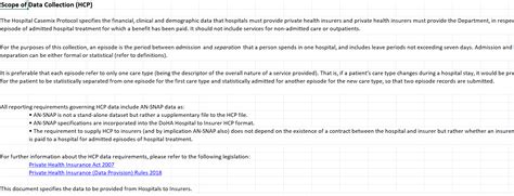Hcp Data Specifications Hospital To Insurer 202526 Australian
