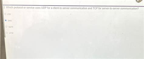 Solved 2 ﻿which Protocol Or Service Uses Udp For A