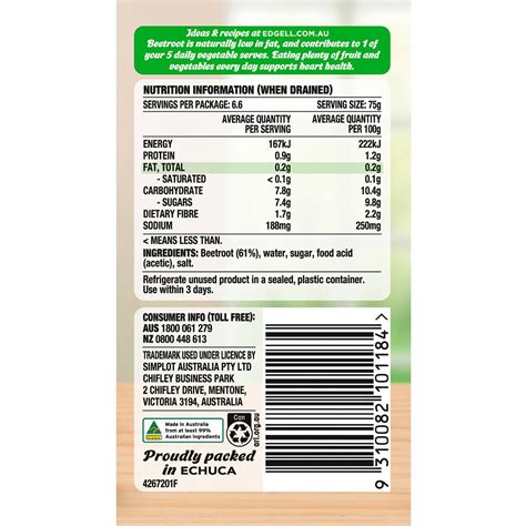 Edgell Australian Sliced Beetroot 825g Woolworths