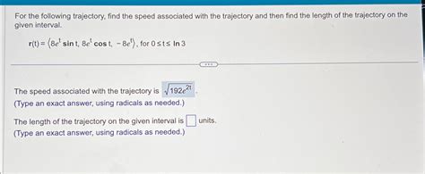 Solved For The Following Trajectory Find The Speed
