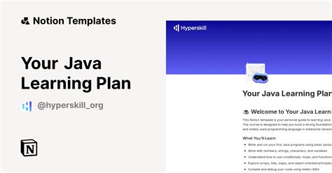 Your Java Learning Plan Template Notion Marketplace