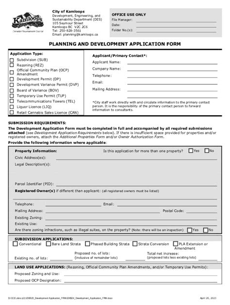 Fillable Online Planning And Development Application Form Fax Email