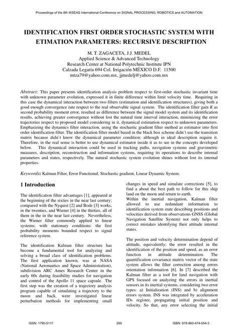 Pdf Identification First Order Stochastic System With Estimation
