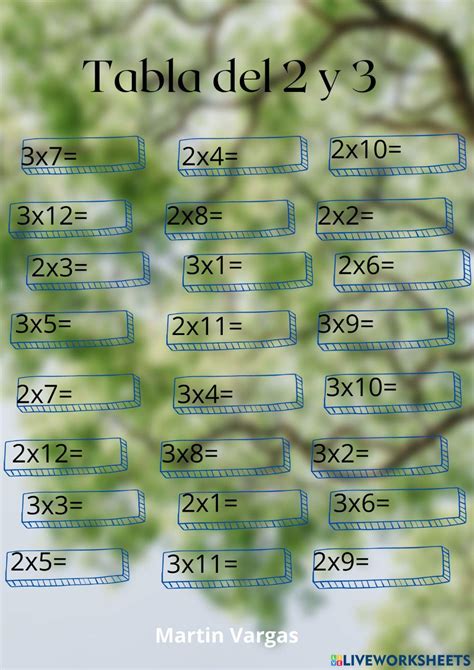 Tabla De Multip… Free Interactive Worksheets 1890447