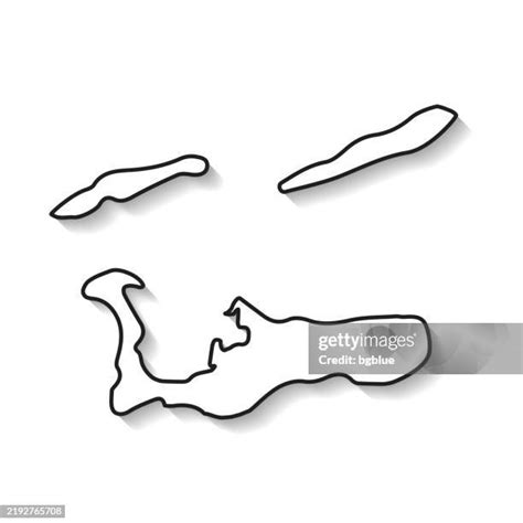Cayman Islands Map With Black Outline And Shadow On White Background