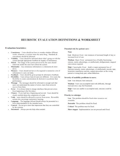 Free 4 Heuristic Evaluation Worksheet Samples In Pdf Doc