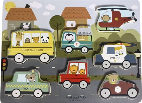 Houten Voertuigen Puzzel Houten Voertuigen Puzzel Met Dieren Houten