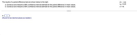 Solved The Results Of A Paired Difference Test Are Shown