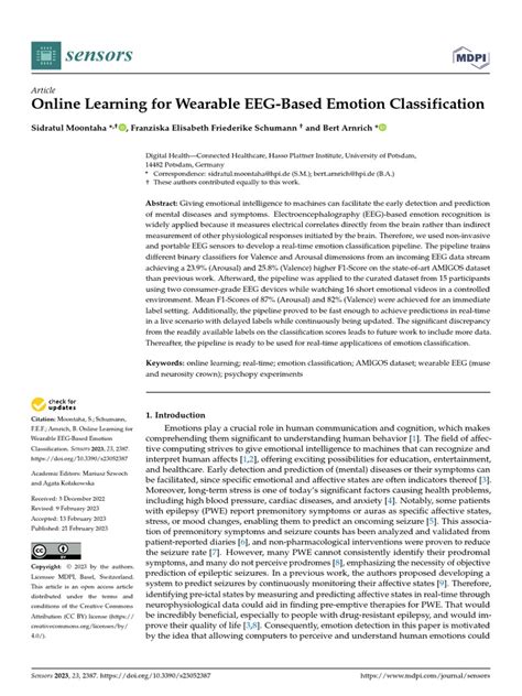 Online Learning For Wearable Eeg Based Emotion Cla Pdf Electroencephalography Affect