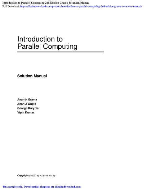 Introduction To Parallel Computing 2nd Edition Grama Solutions Manual