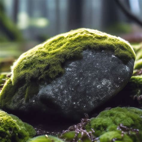 Gray Moss On A Stone In The Forest Medieval Fantasy Realism