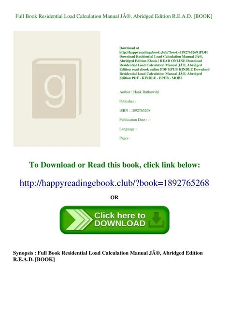 Ppt Full Book Residential Load Calculation Manual JÂ® Abridged