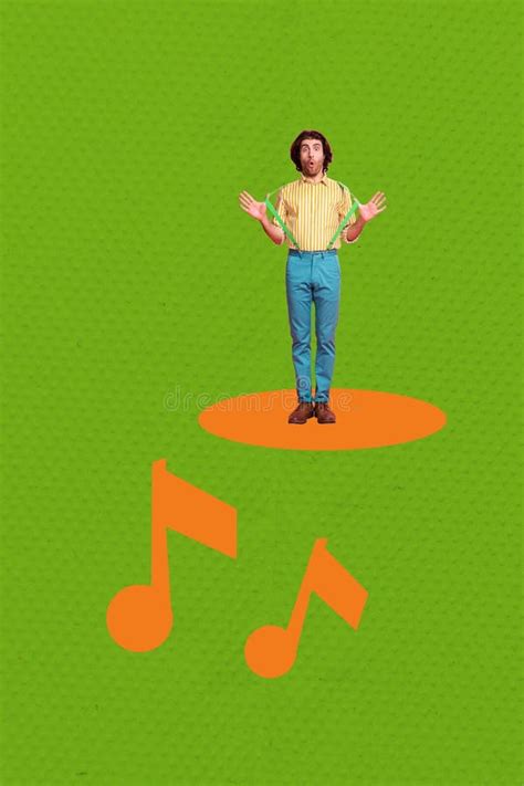 Artwork Collage Image Of Man Boyfriend Standing On Green Color