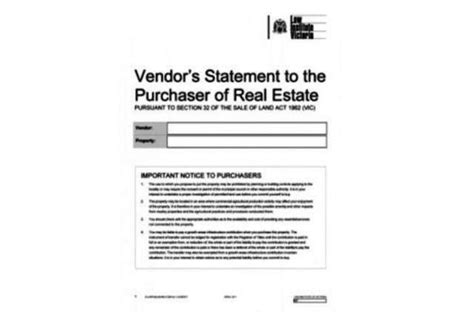 Section 32 Vendors Statement For Victoria Vendor Marketing Vendor