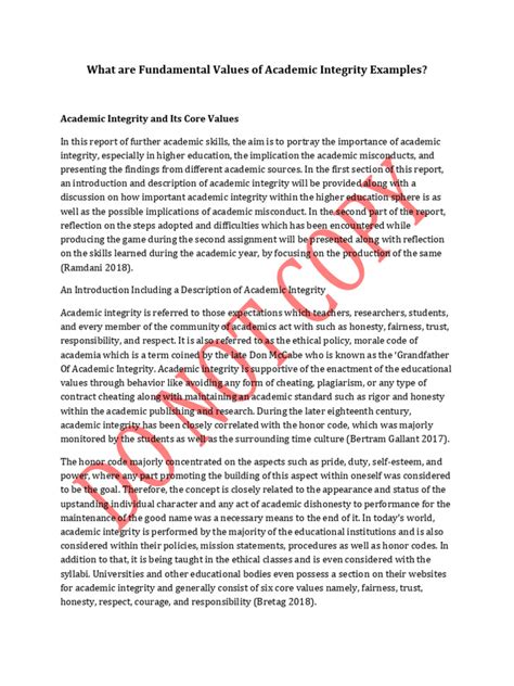 What Are Fundamental Values Of Academic Integrity Examples Pdf