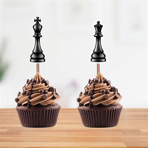 Chess Pieces Cupcake Toppers King Queen Chess Birthday Party Chess