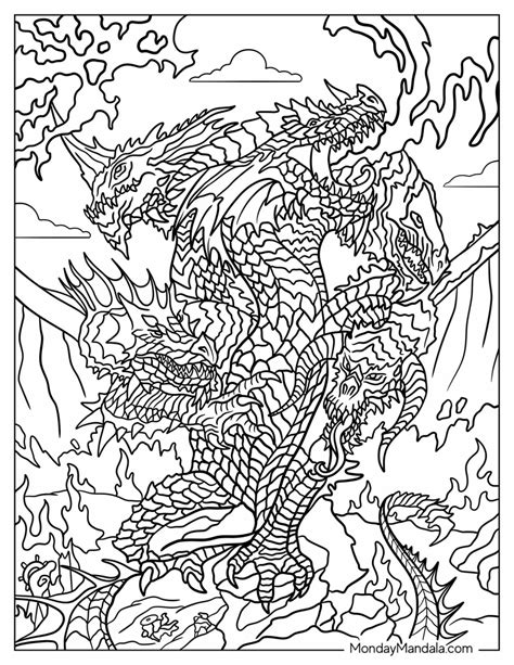 Realistic Fire Breathing Dragon Coloring Pages
