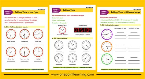 Free Telling Time Worksheets For Class 4 Students Pdf