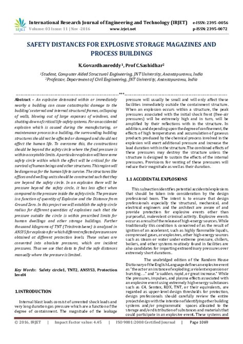 Pdf Safety Distances For Explosive Storage Magazines And Process Buildings