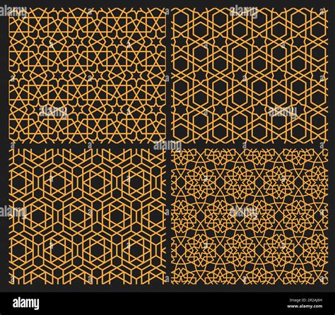 Mashrabiya Arabesque Arabic Patterns Set Seamless Islamic Backgrounds