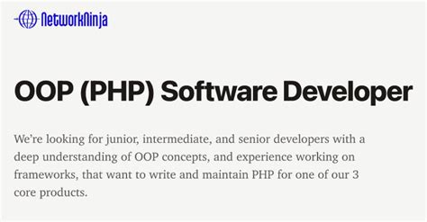 Network Ninja On Linkedin Oop Php Software Developer