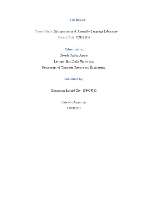 Microprocessor Lab Report Pdf Computers