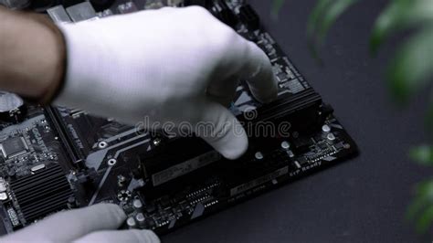 Ram On The Motherboard With The Processor Cpu Assembling A Computer